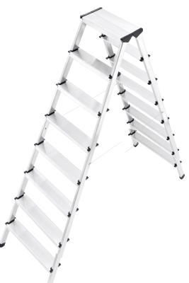China Anti Slip  Aluminium Folding Step Stool 2x8 Steps Wih Non Marring Feet for sale
