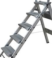 China 5 Steps Domestic Aluminum Step Ladders Stool with Handle and Tool Tray for sale