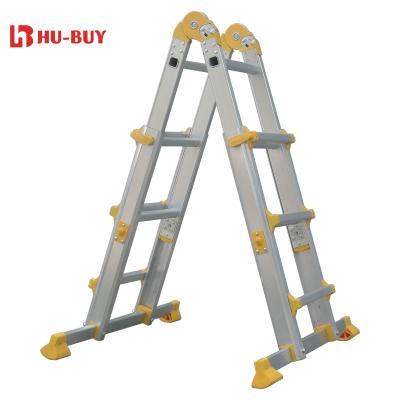China Portable  Aluminium Step Ladder PP Feet 4x3 Collapsible Extension Ladder for sale