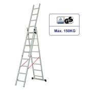 China High Strength Collapsible Extension Ladder 3x8 Corrosion Resistant Long Life Span for sale