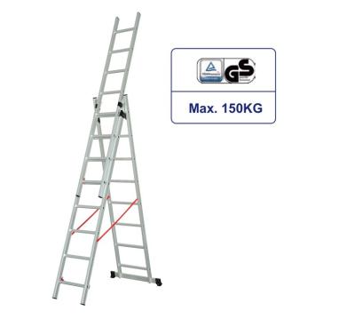 China High Strength Collapsible Extension Ladder 3x8 Corrosion Resistant Long Life Span for sale