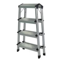 China Double Sided  Aluminum Step Stool Wide Pedal 4 Steps Slip Resistant for sale