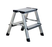 China Silver Aluminum Platform Step Ladder  2x2 Step GS EN 131 Certificated for sale
