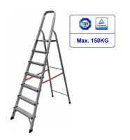 China Outdoor 6063 Aluminum Step Ladder 7 Step 2235x520x100mm  Space Saving for sale