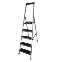 China 5 Steps  Aluminium Folding Step Ladder With Tool Tray Max Load 150kg for sale