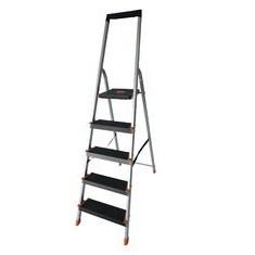 China 5 Steps  Aluminium Folding Step Ladder With Tool Tray Max Load 150kg for sale