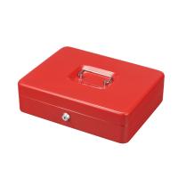 China Red Five Cell Metal Cash Box With Key Lock Money Saving Safes Durable for sale