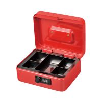 China Durable 5 Compartment Security Metal Cash Box With Removable Coin Tray for sale