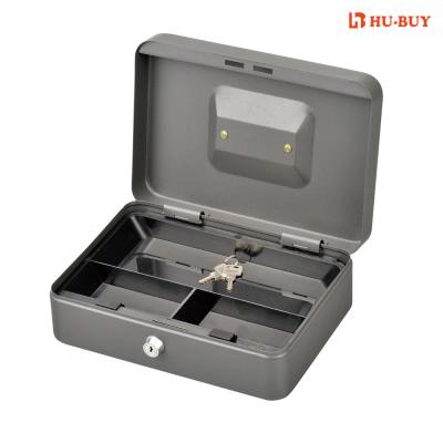 China Three Cell Metal Cash Box With Lock Coin Storage Money Safe Wear Resistance for sale