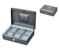 China Wear Resistant 6 Compartment 10 Inch Cash Box Coin Storage Money Safe With Key Lock for sale