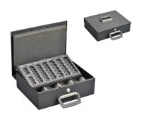 China OEM Service Metal Cash Box Euro Coin Collection With Removable Coin Tray for sale