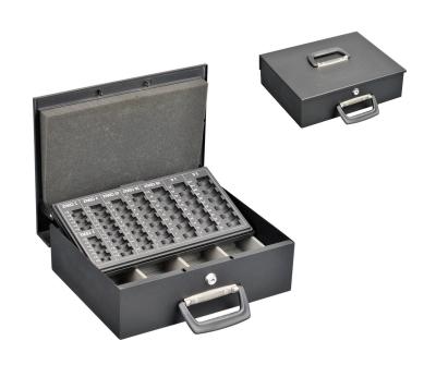 China OEM Service Metal Cash Box Euro Coin Collection With Removable Coin Tray for sale