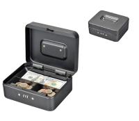 China Rounded Corners Metal Coin Money Storage Safe Security Box Holder Suitcase With Combination Lock for sale