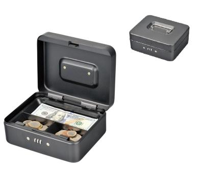 China Rounded Corners Metal Coin Money Storage Safe Security Box Holder Suitcase With Combination Lock for sale