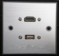 China HDMI & USB Aluminum Alloy Wall Plate with Dual Ports for Hotel and Home Installation for sale