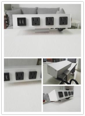 China Desk Mounted Power Socket with 3 Outlets 2 USB Ports 125V 15A Aluminum Alloy Office Power Distribution Unit for sale