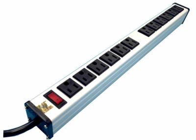 China 12-Outlet Aluminum Power Strip with 400J Surge Protection, 15A/125V Capacity, UL Listed for Industrial Use for sale