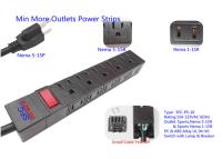 China American 10 Outlets Slim Power Strip - 125V 15A 1875W with Dual Socket Types and UL1363 Certification for sale