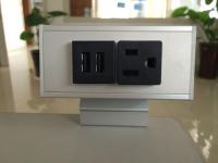 China Desk Mounted Power Socket with 1 Outlet & 2 USB Ports - 125V 15A Metal Tabletop Outlet for Office Use for sale