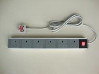 China UK 6-Socket Power Strip with Flat Plug - 13A 250V 2400W Capacity Aluminum Alloy Housing for sale
