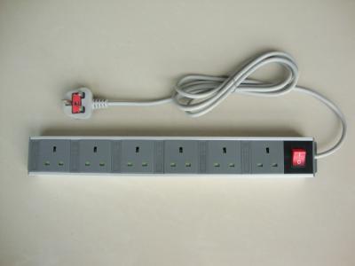 China UK 6-Socket Power Strip with Flat Plug - 13A 250V 2400W Capacity Aluminum Alloy Housing for sale