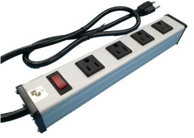 China 15A 1800W Aluminum 4-Outlet Power Strip with Surge Protection - UL Certified for Workshop & Office Use for sale