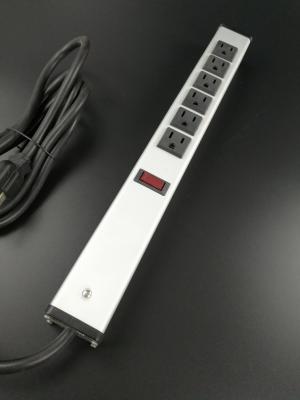 China Universal Mountable 6-Outlet Power Strip with 15A/1800W Capacity and Aluminum Housing for sale