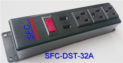 China 3 Socket Power Strip with Dual USB Charger 5V 2.1A 10A Output Aluminum Alloy Desktop PDU for sale