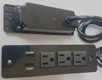 China 3-Way Desktop Power Outlet with Dual USB Charging 5V 2.1A & 1.0A, 15A 125VAC Panel Mount Socket for sale