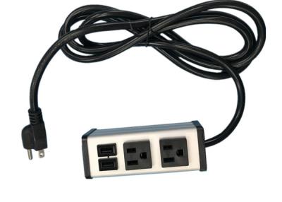 China Mountable 2-Way Socket Power Strip with Dual USB Charger 5V 2.1A & 1.0A, 6 AC Outlets, 2M Cable for Office and Hotel Use for sale