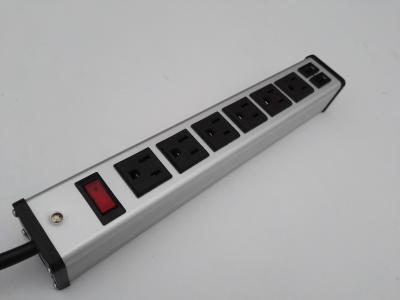 China 6-Way Outlet Power Strip with Dual USB Ports (5V 2.1A & 1.0A) and On/Off Switch - 2M Cable for sale