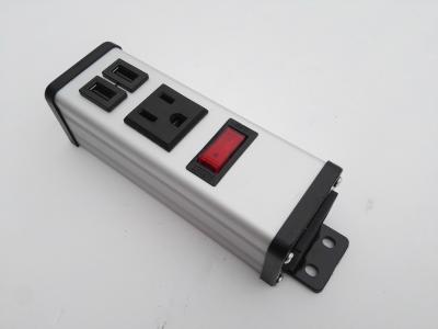 China Aluminum Alloy Desktop Power Strip with 2 USB Ports (5V 2.1A & 1.0A) and 1 AC Socket - 2M Cable for sale
