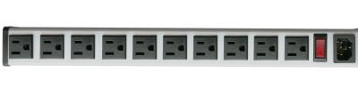 China 5 to 14 Inch 15 Amp Hardwired Metal Power Strip 10 Outlets No Cord UL Listed for sale