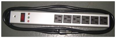 China Slim 6 Outlet Metal Power Strip Bar with 1824 Joule Surge Protection and 15A Circuit Breaker for Industrial Equipment for sale