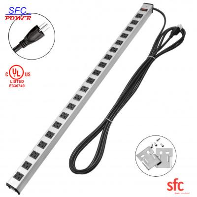 China Heavy Duty 20-Outlet Power Strip with 15-Foot Cord, 15A 1800W Capacity, Aluminum Alloy Construction for sale