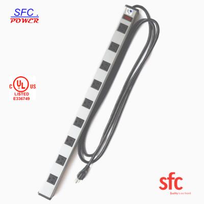 China SFC-POWER 9-Outlet Aluminum Power Strip with 15-Foot Cord, 15A/1875W Capacity for Industrial Use for sale