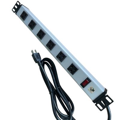 China 6 Outlet Metal Power Strip with 10ft 14AWG Cord NEMA 5-15P 125V 15A for sale