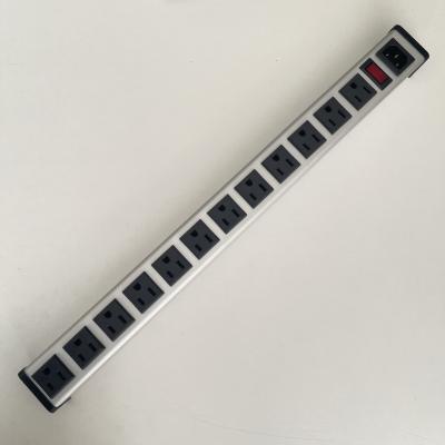 China 12 Outlet Metal Power Strip with IEC C14 Input 15A 125V 10ft Cord UL Listed for sale