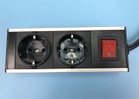 China Black Aluminum 2 Outlet European Power Strip 16A 250V Germany Power Bar for sale