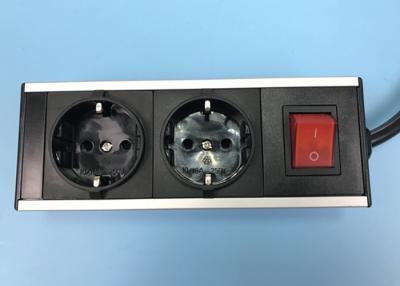 China Black Aluminum 2 Outlet European Power Strip 16A 250V Germany Power Bar for sale