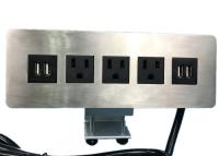 China Edge Mount Desktop Power Outlet with 4 USB Ports and 3 Outlets - 125V 15A Power Distribution Unit for sale