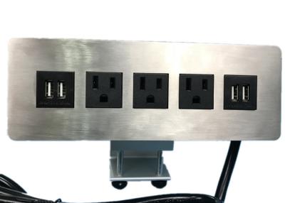 China Edge Mount Desktop Power Outlet with 4 USB Ports and 3 Outlets - 125V 15A Power Distribution Unit for sale