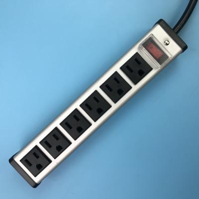 China 15A 125V Aluminum Power Strip with 6 NEMA Outlets, Waterproof Switch & 1800W Capacity for Workshop & Office for sale