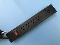 China Desktop PA66 Power Bar with 125V 15A Rating and Dual USB Ports for Office Furniture Installation for sale