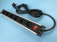 China Metal Shell 6 Outlet European Power Strip 16A 250V Germany Socket Power Bar with Switch for sale