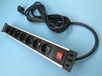 China Aluminum Shell 16A 250V 7 Outlet European Power Strip with Switch for sale
