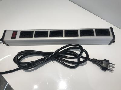 China Undetachable 6 Outlet Brazil 10A 250V Metal Power Strip with Switch for sale