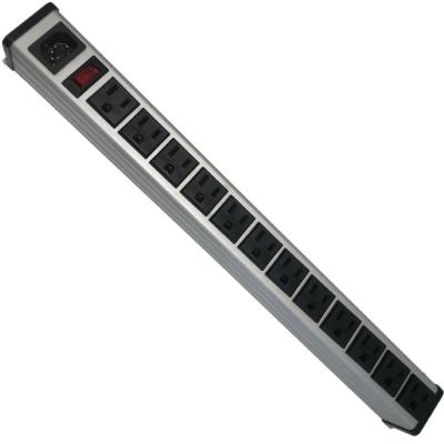 China SFC-IEC-A1B 12 Outlet Hardwired Power Strip 15A 1875VA with IEC C14 Input 5-14 Inch Aluminum Housing for sale
