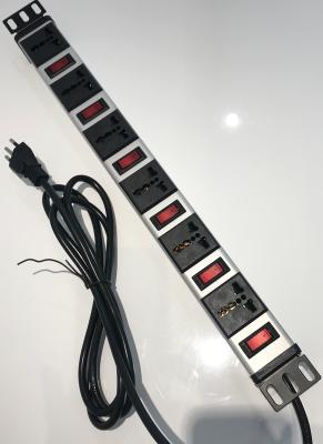 China Cabinet PDU 250V Universal Outlet Power Strip with 6 Outlets 10A Capacity and 2M Brazil Certified Cord for sale