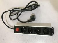 China Aluminum 4 Outlet European Power Strip 16A 250V with 2.0m Cable for sale